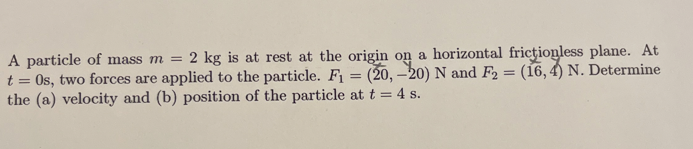 Solved A particle of mass m=2kg ﻿is at rest at the origin on | Chegg.com