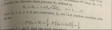 Solved Consider the discrete-time process Sn ﻿defined | Chegg.com