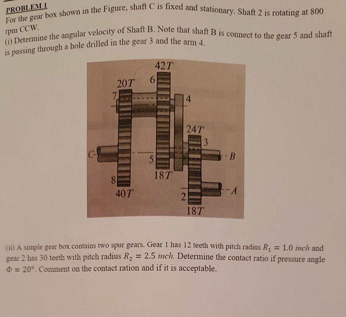 Solved PROBLEM 1 For the gear box shown in the Figure, shaft | Chegg.com