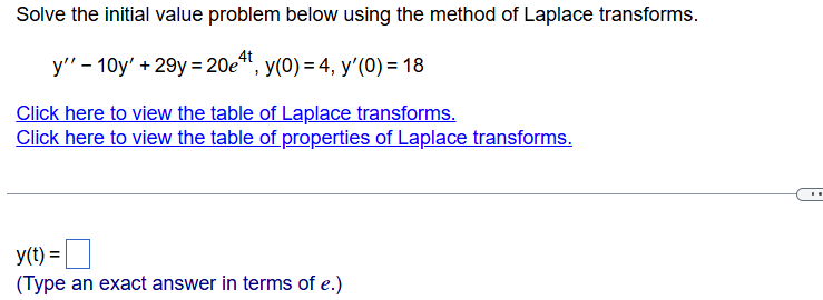 Solved Solve the initial value problem below using the | Chegg.com