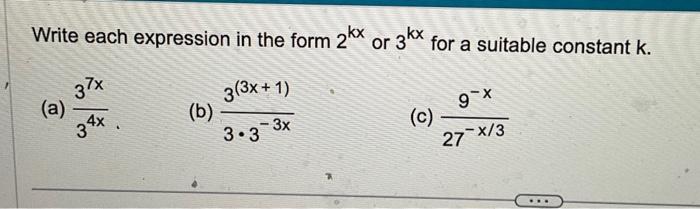 Solved Write each expression in the form 2kx or 3kx for a | Chegg.com
