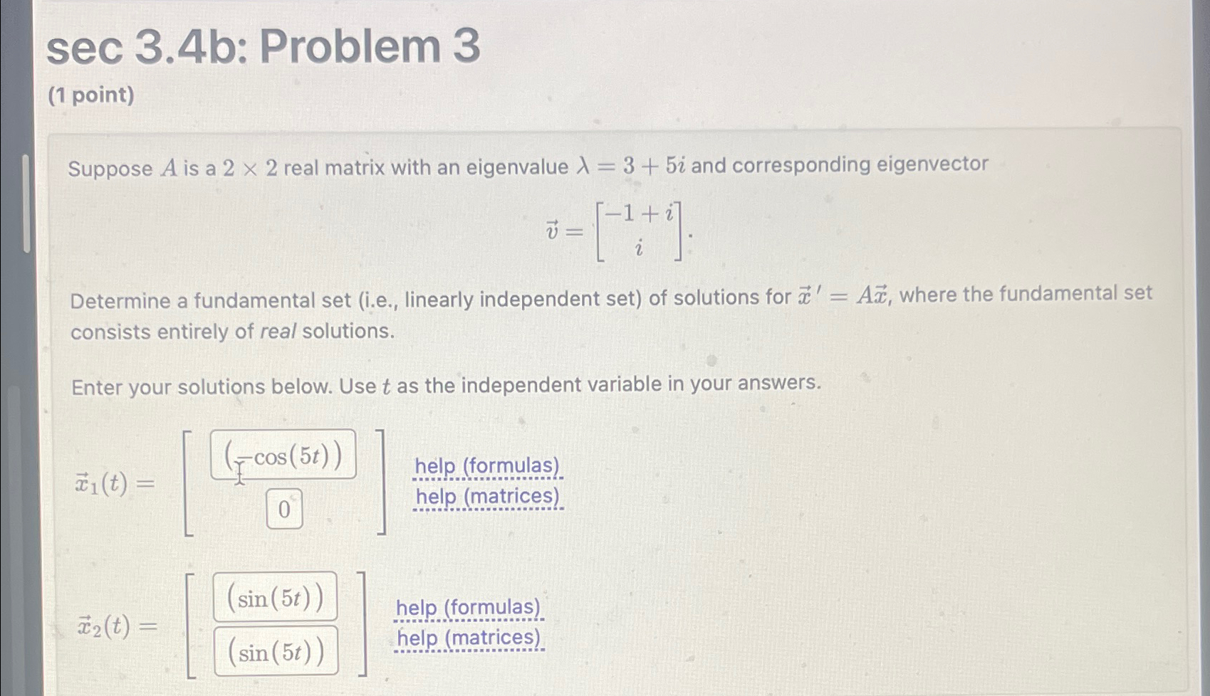Solved sec 3.4b: Problem 3(1 ﻿point)Suppose A ﻿is a 2×2 | Chegg.com