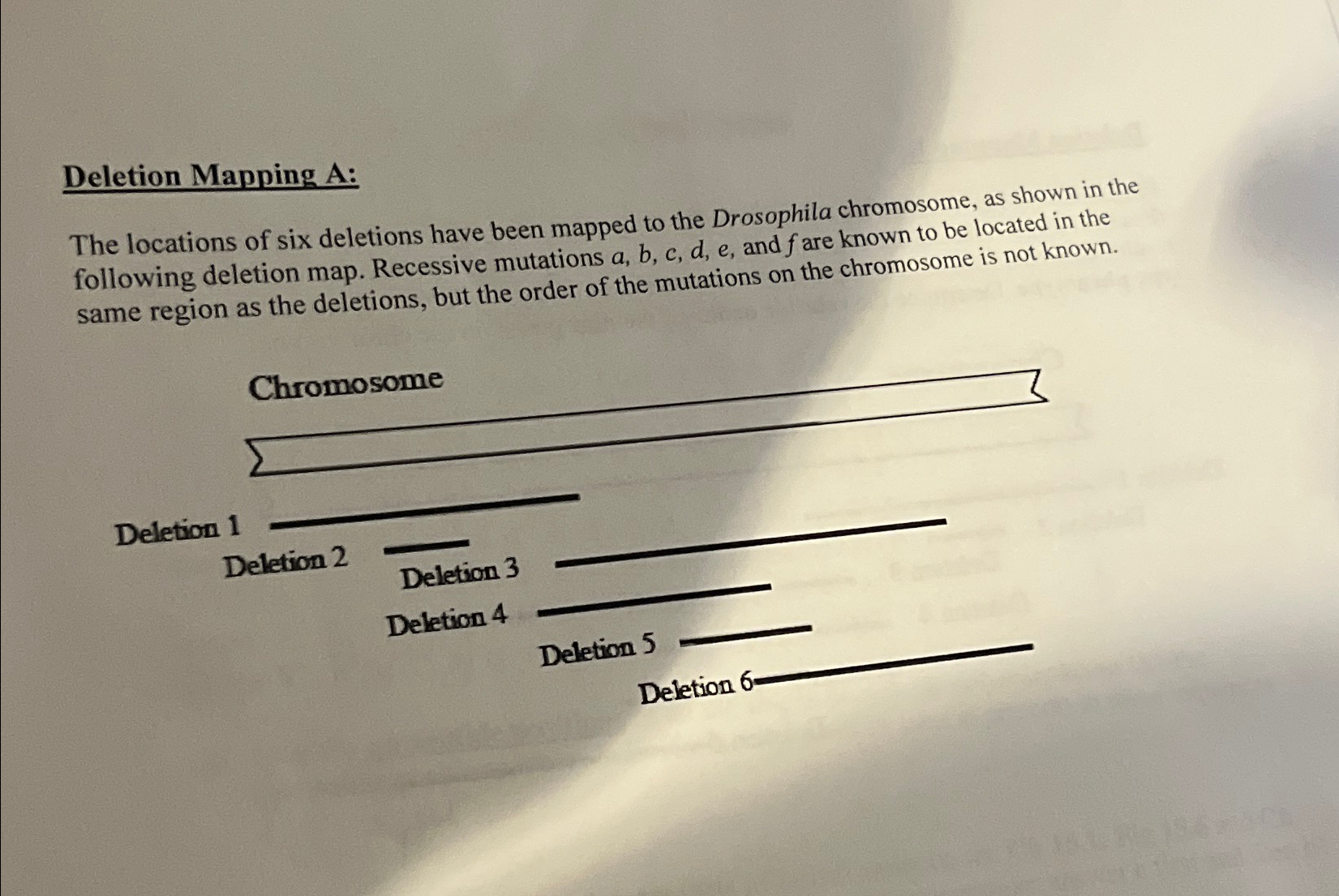 Solved Deletion Mapping A The Locations Of Six Deletions