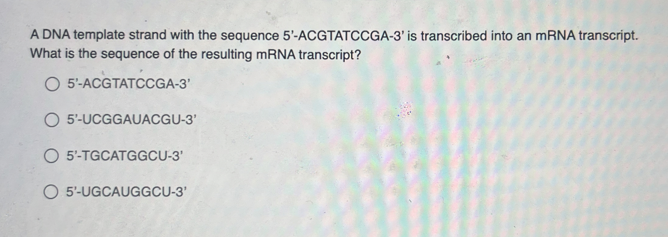 Solved A DNA template strand with the sequence | Chegg.com