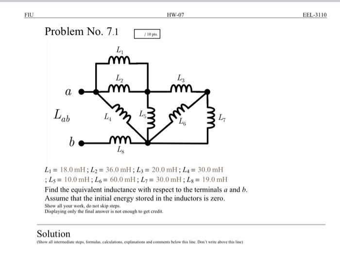 Solved Problem No. 7.1 | Chegg.com