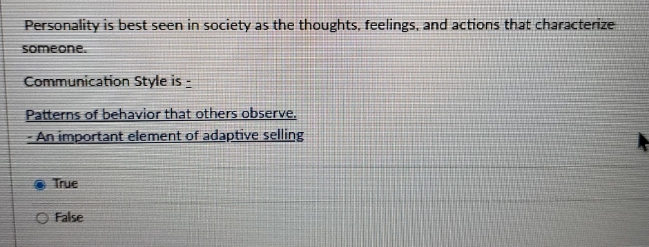 Solved Personality is best seen in society as the thoughts, | Chegg.com