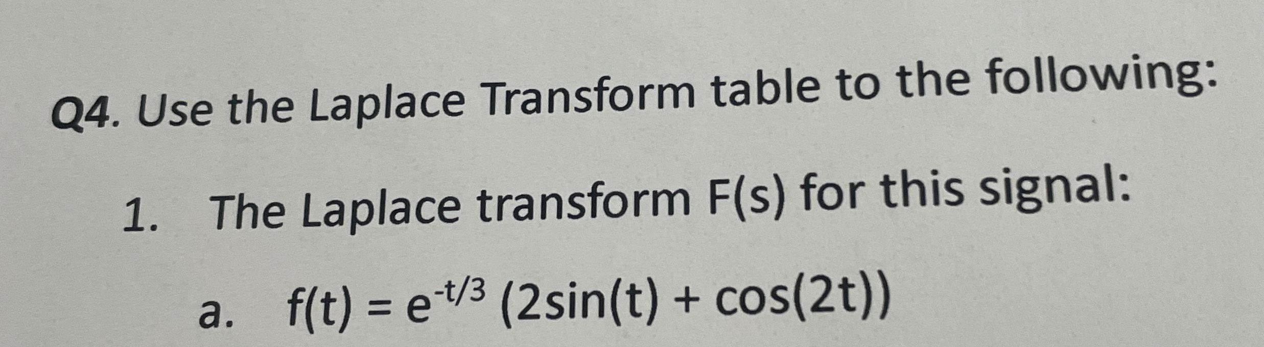 Solved Q4. ﻿Use the Laplace Transform table to the | Chegg.com