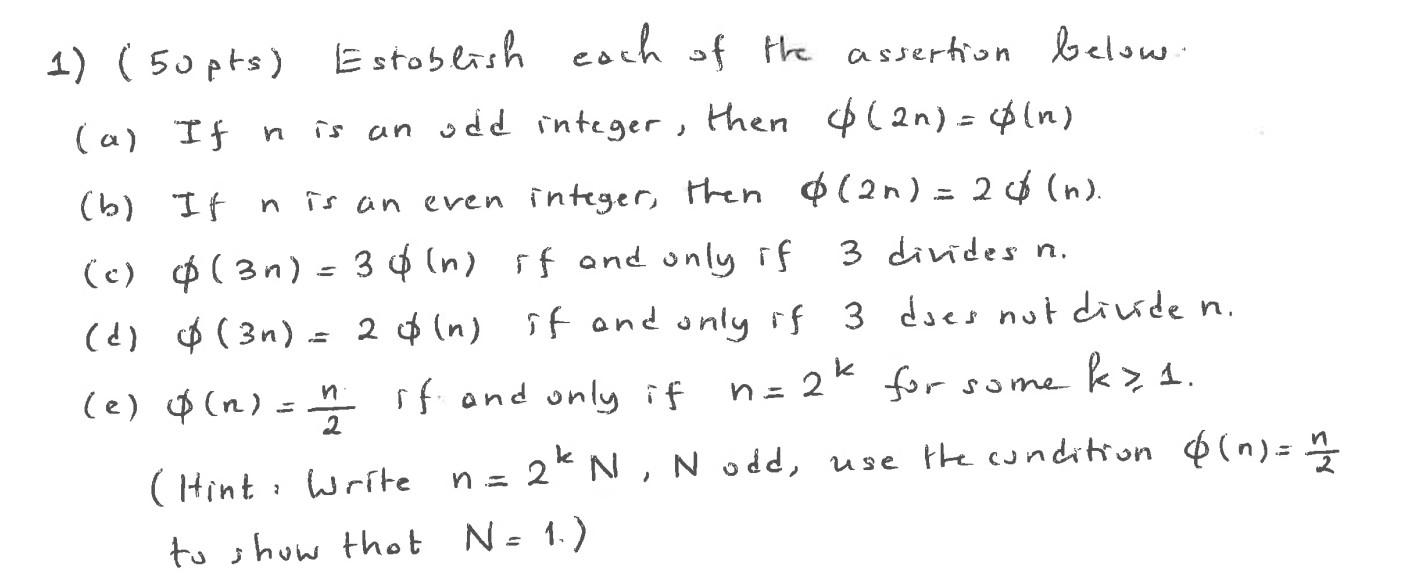 Solved 1) (50pts) Estoblish each of the assertion below. (a) | Chegg.com