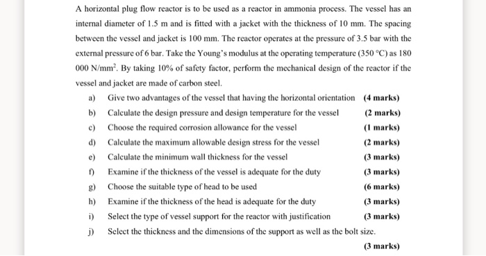 A horizontal plug flow reactor is to be used as a | Chegg.com