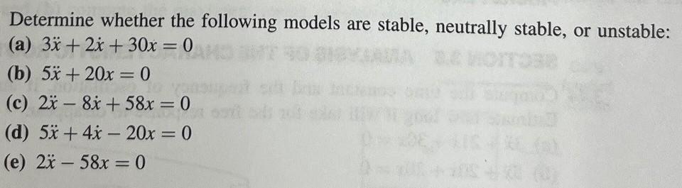 Solved Determine whether the following models are stable, | Chegg.com