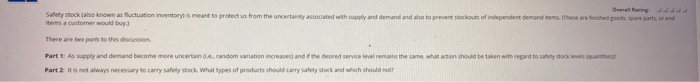 Solved Safety stock (also known as fluctuation inventory is | Chegg.com