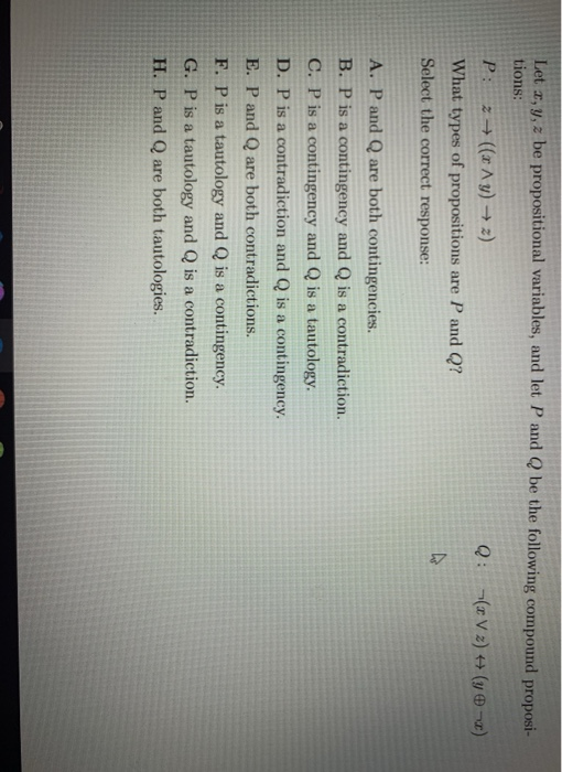 Solved Let 2, y, z be propositional variables, and let P and | Chegg.com