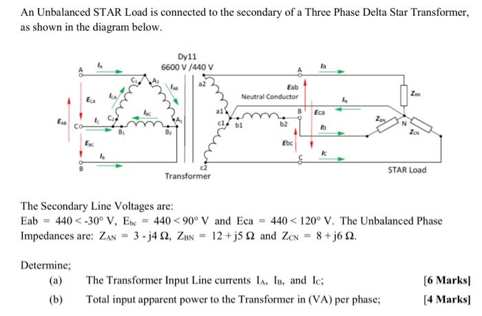Solved An Unbalanced STAR Load is connected to the secondary | Chegg.com