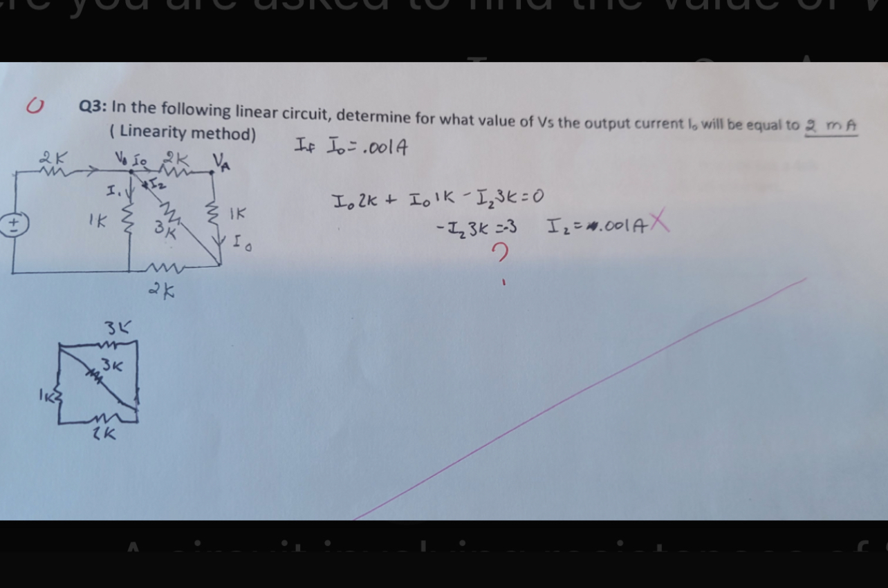 Solved Q3: In the following linear circuit, determine for | Chegg.com