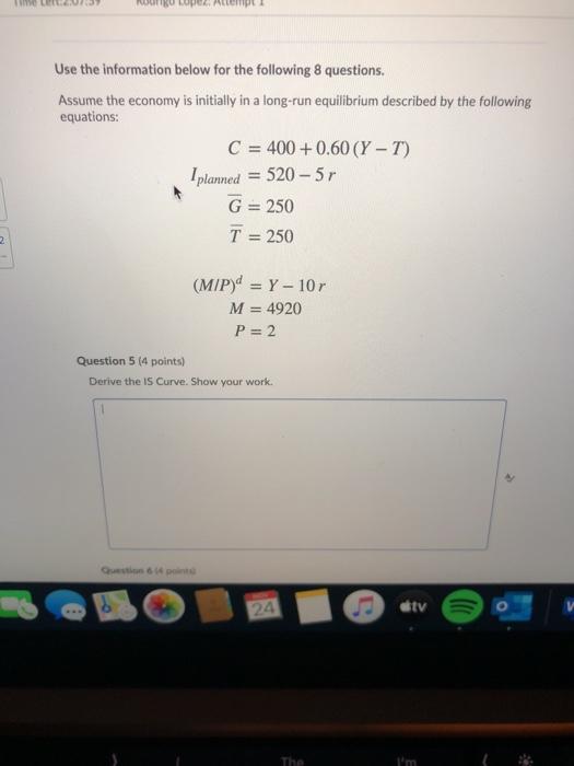 Solved Use the information below for the following 8 | Chegg.com