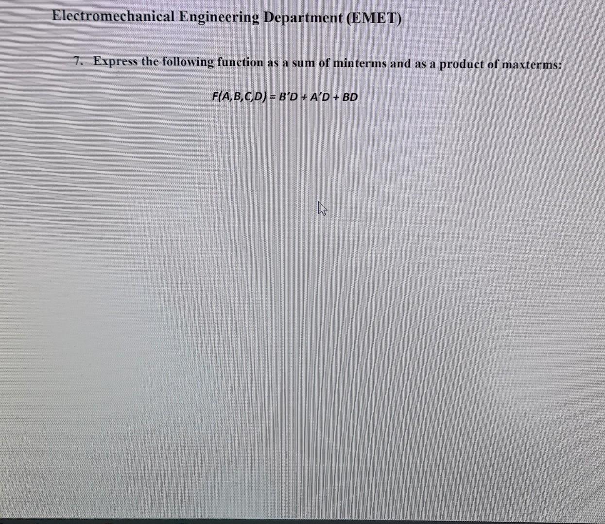 Solved Electromechanical Engineering Department (EMET) 7. | Chegg.com