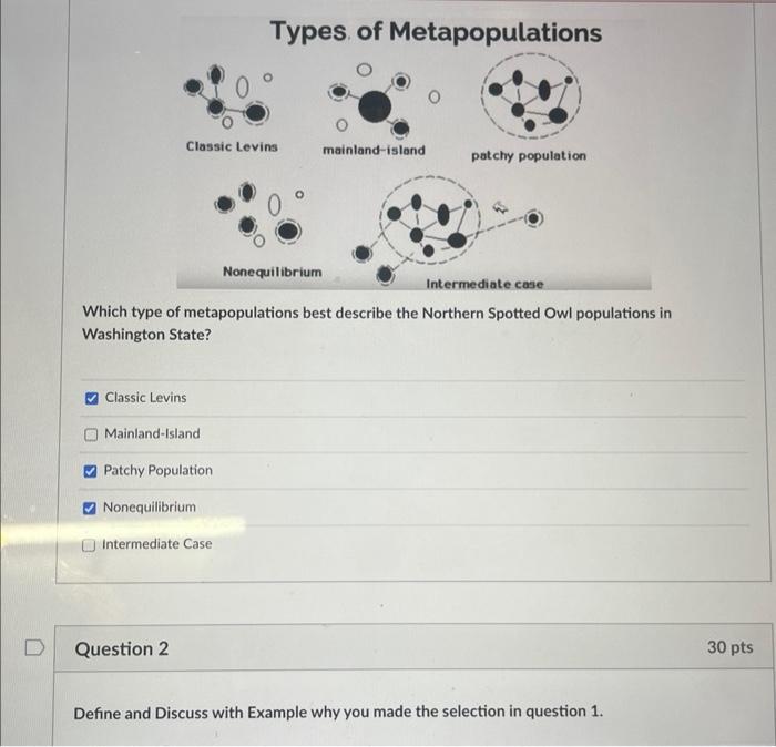 Solved please define the metapopulations and explain why | Chegg.com