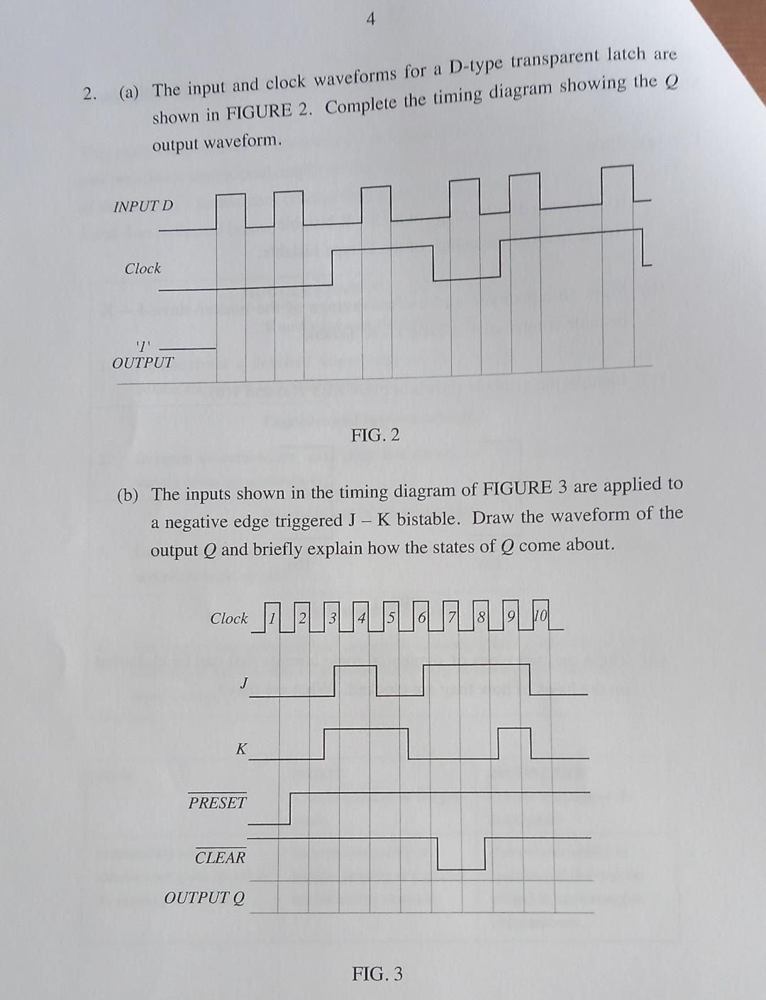 2. (a) The input and clock waveforms for a D-type | Chegg.com