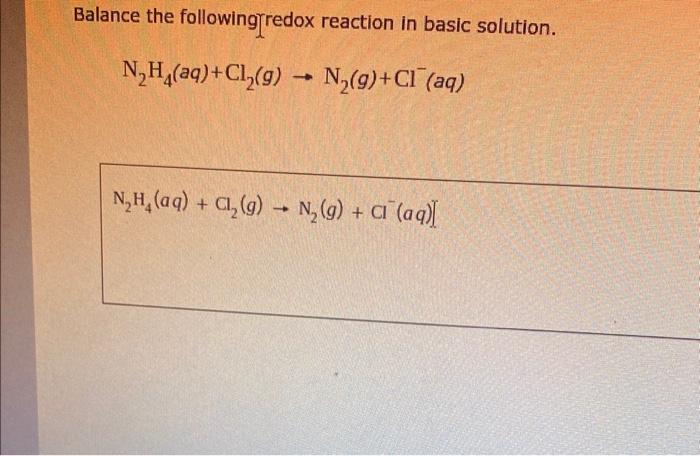Solved Balance the following [ redox reaction in basic | Chegg.com