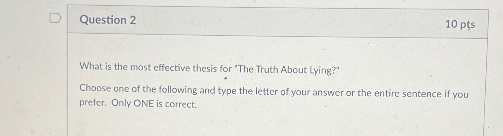 Solved Question 210ptsWhat is the most effective thesis for | Chegg.com