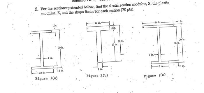 Solved 1. For the sections presented below, find the elastic | Chegg.com