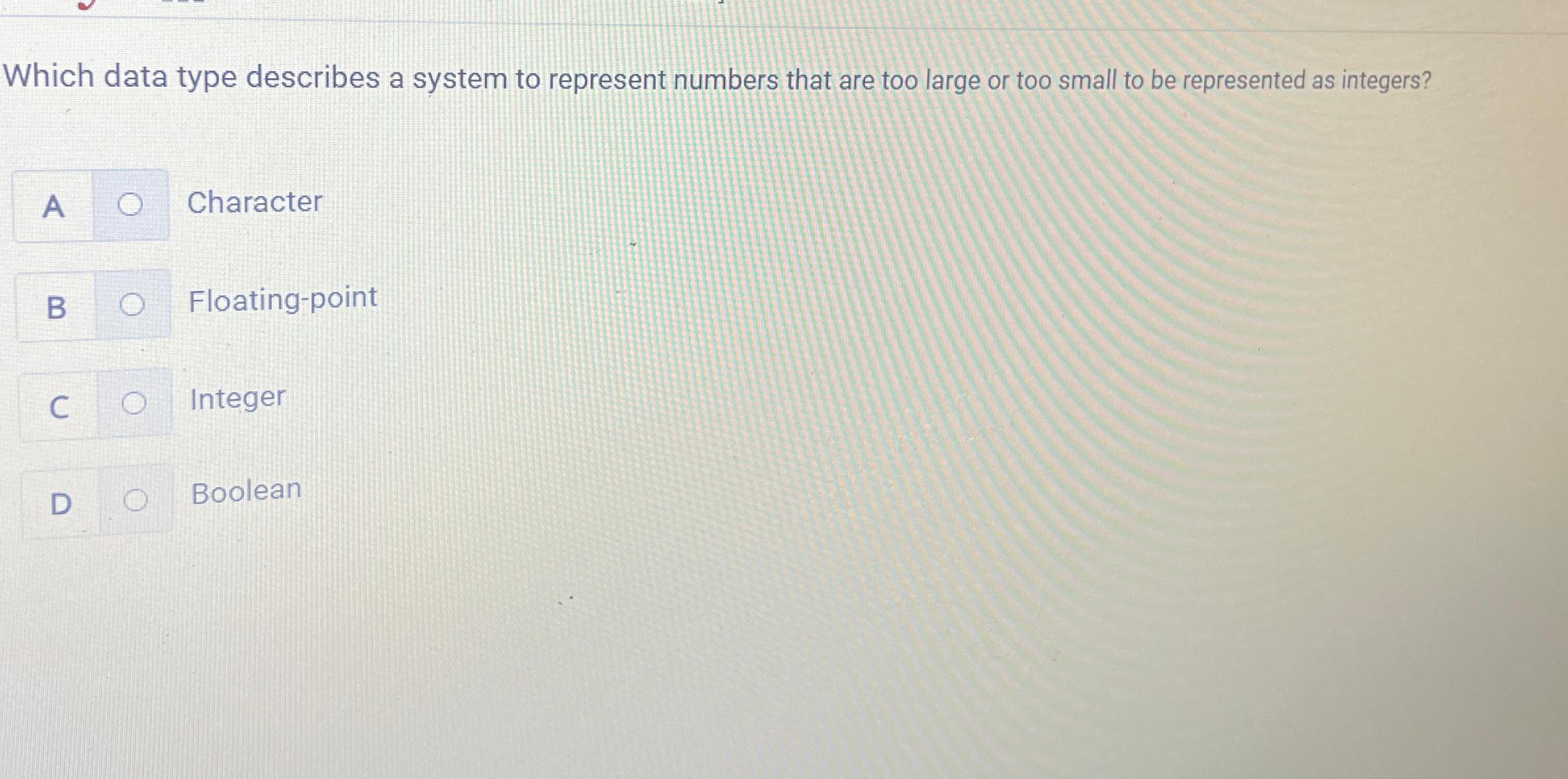 Solved Which data type describes a system to represent | Chegg.com
