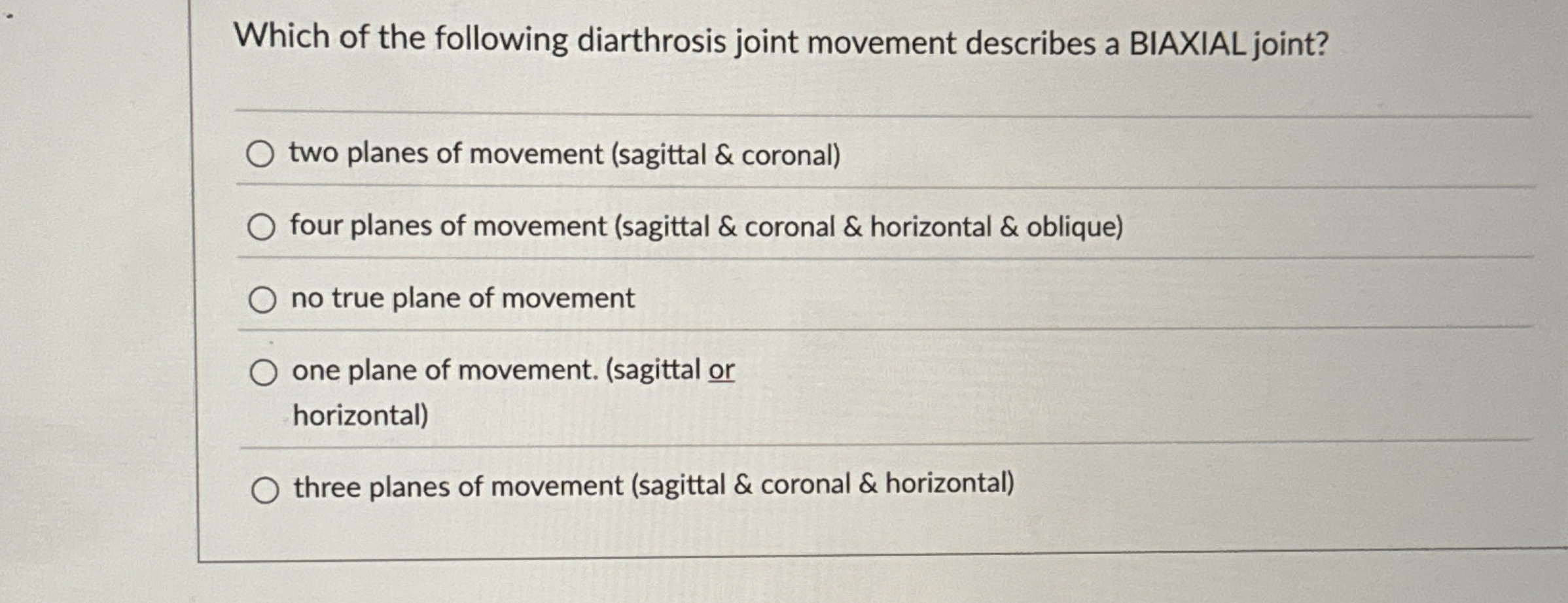 Solved Which of the following diarthrosis joint movement | Chegg.com