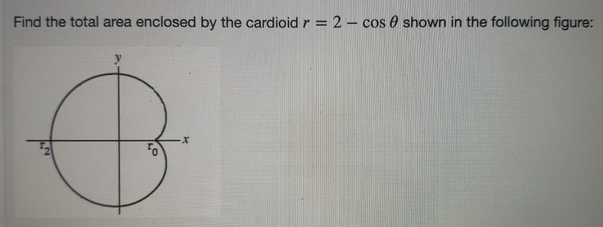Solved Find the total area enclosed by the cardioid r = 2 – | Chegg.com