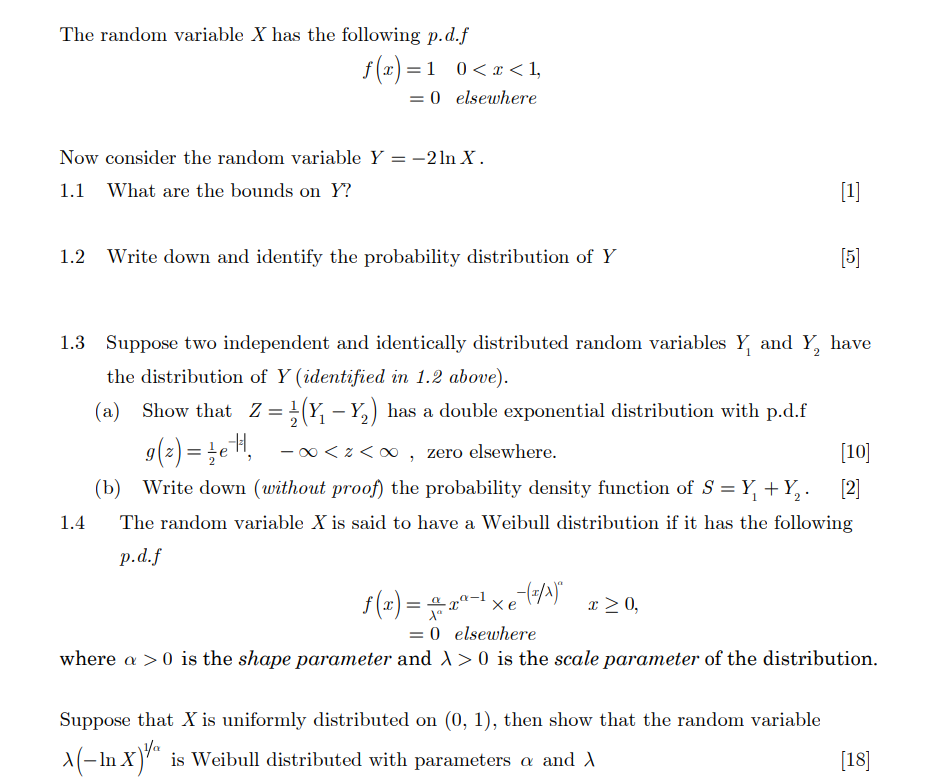 Solved 1 ﻿elsewhere Now consider the random variable | Chegg.com