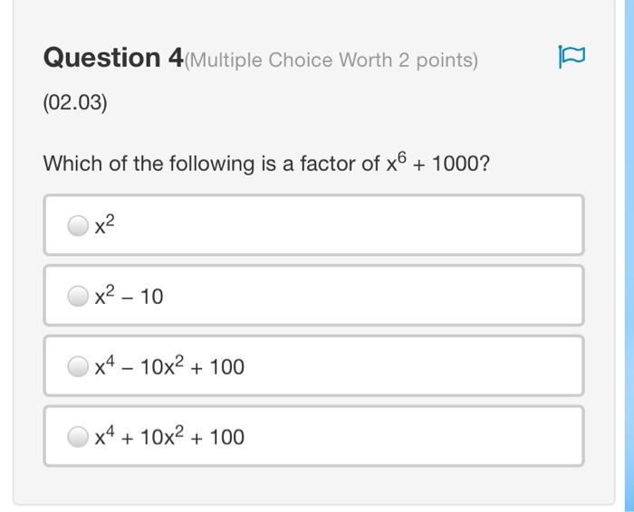Solved Question 4(Multiple Choice Worth 2 points) (02.03) | Chegg.com