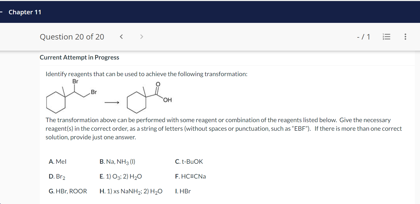 Solved Current Attempt in ProgressIdentify reagents that can | Chegg.com