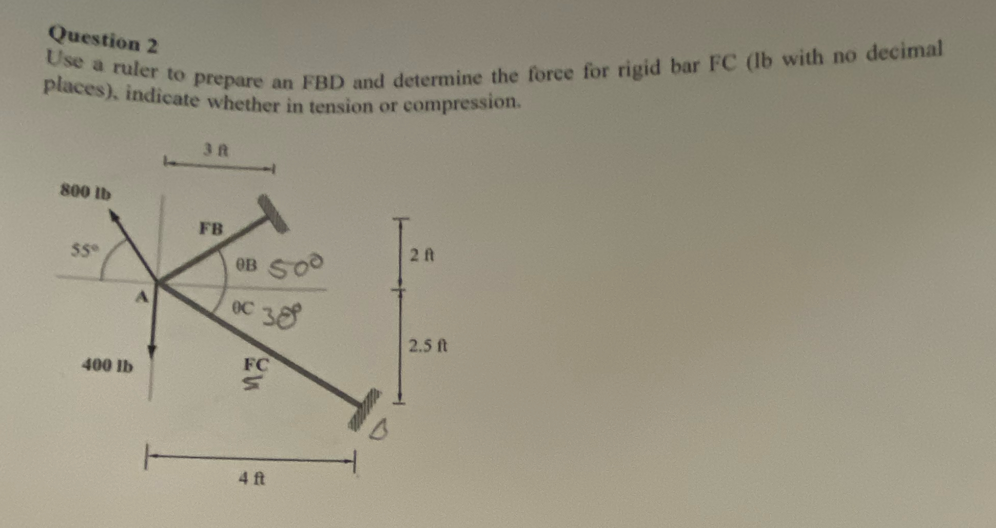 Solved Question 2Use a ruler to prepare an FBD and determine | Chegg.com