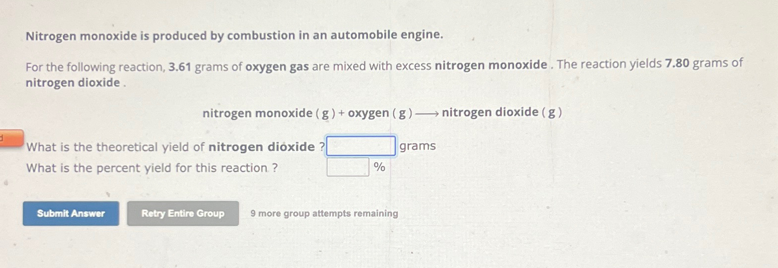 Solved Nitrogen monoxide is produced by combustion in an | Chegg.com