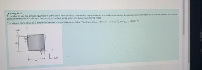 Solved Learning Goal:Determine the equivalent strains on an | Chegg.com