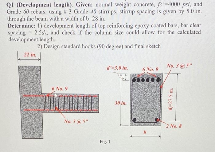Solved Q1 (Development length). Given: normal weight | Chegg.com