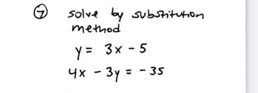 Solved solve by substitution method y=3x−54x−3y=−35 | Chegg.com