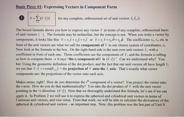 Solved Basic Piece #1: Expressing Vectors in Component Form | Chegg.com