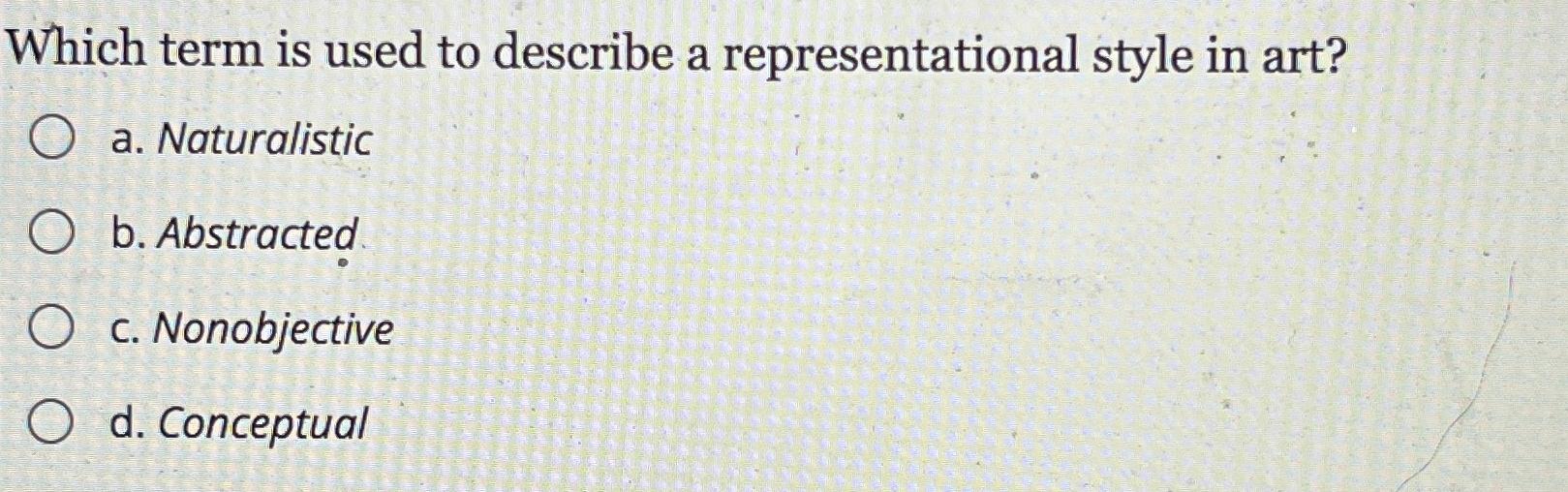 Solved Which term is used to describe a representational | Chegg.com