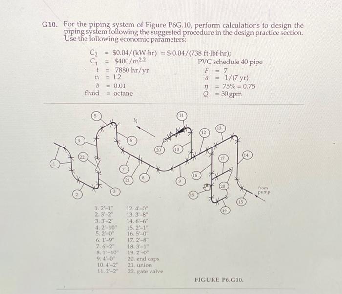 Solved 10. For the piping system of Figure P6G.10, perform | Chegg.com