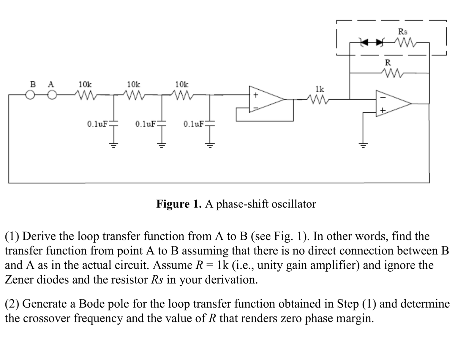 Solved Figure 1. ﻿A phase-shift oscillator(1) ﻿Derive the | Chegg.com