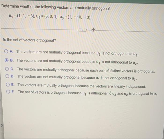 Solved Determine whether the following vectors are mutually | Chegg.com