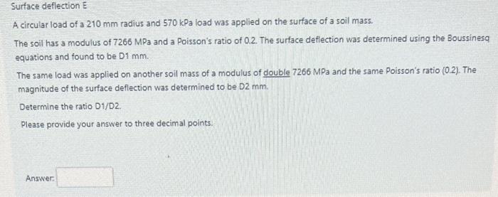 Solved A circular load of a 210 mm radius and 570kPa load | Chegg.com