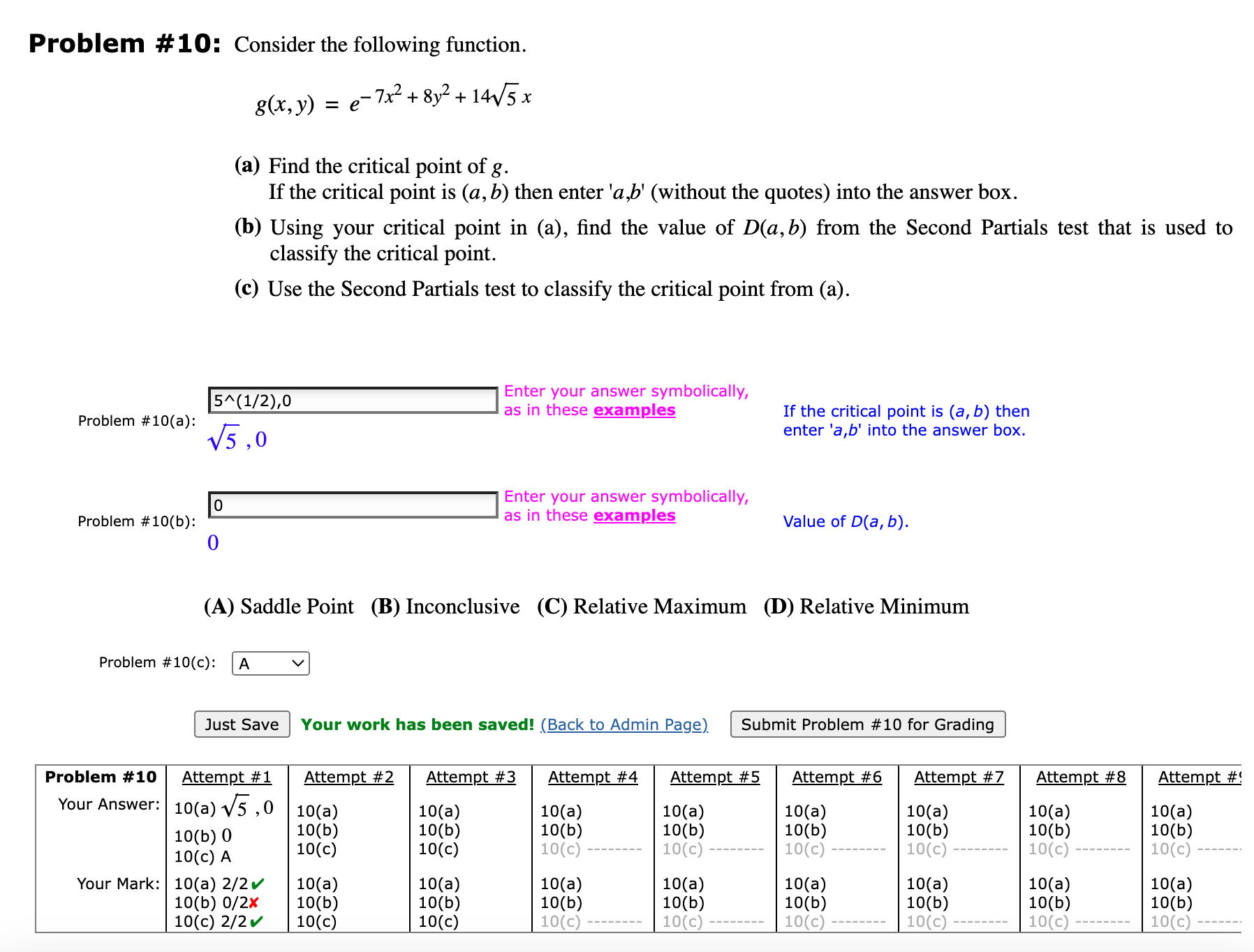 Solved Problem #10: Consider the following | Chegg.com