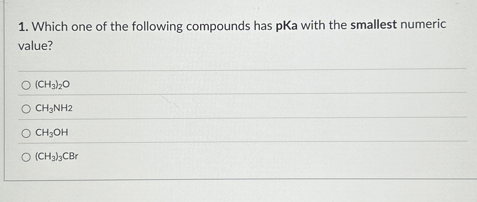 Solved Which one of the following compounds has pKa with the | Chegg.com