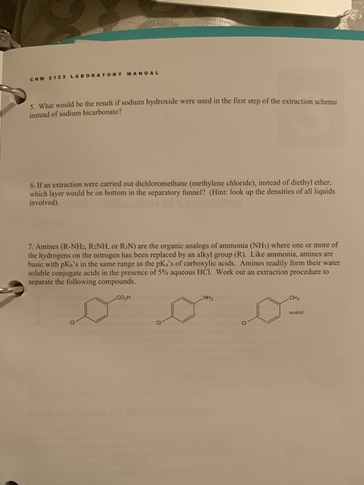 CHM2 123 LABORATORY MANUAL What would be the result | Chegg.com