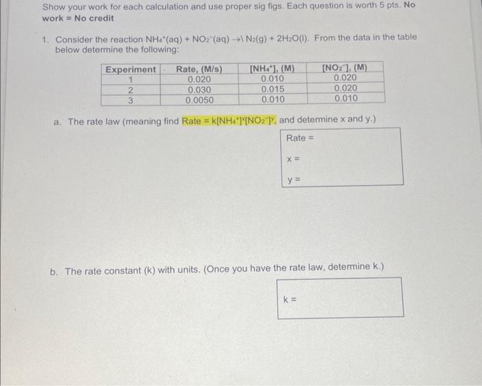 Solved Show your work for each calculation and use proper | Chegg.com
