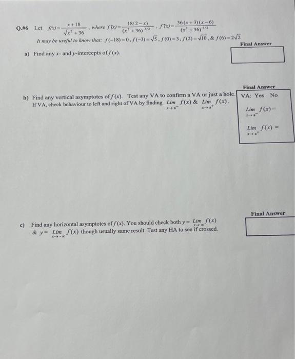 Solved Curve Sketching using f(x), f'(x), f''(x)please | Chegg.com