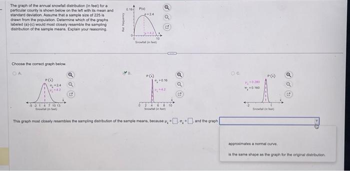 Solved The graph of the annual snowfall distribution (in | Chegg.com