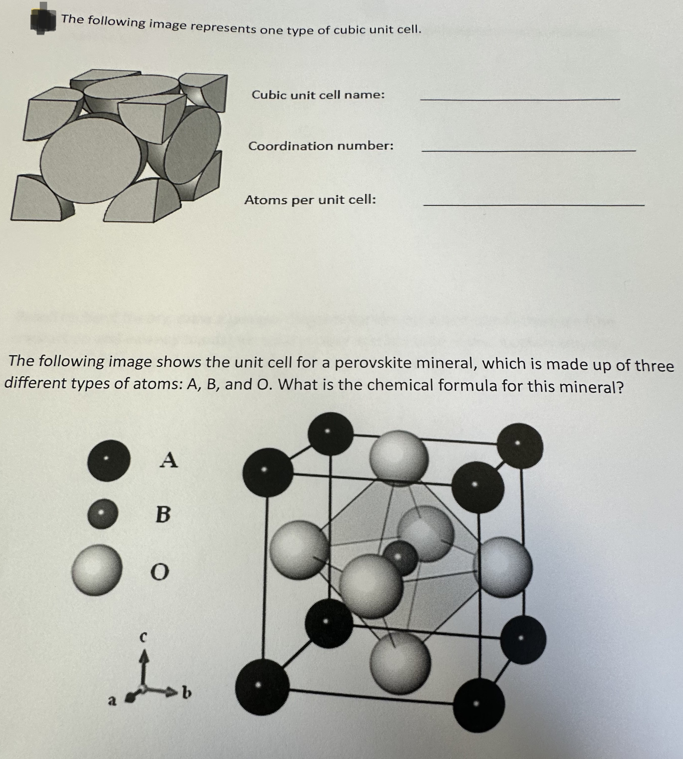 Solved The following image represents one type of cubic unit | Chegg.com