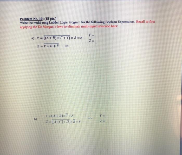 Solved Problem No. 9: (18 pts.) Derive the Boolean | Chegg.com